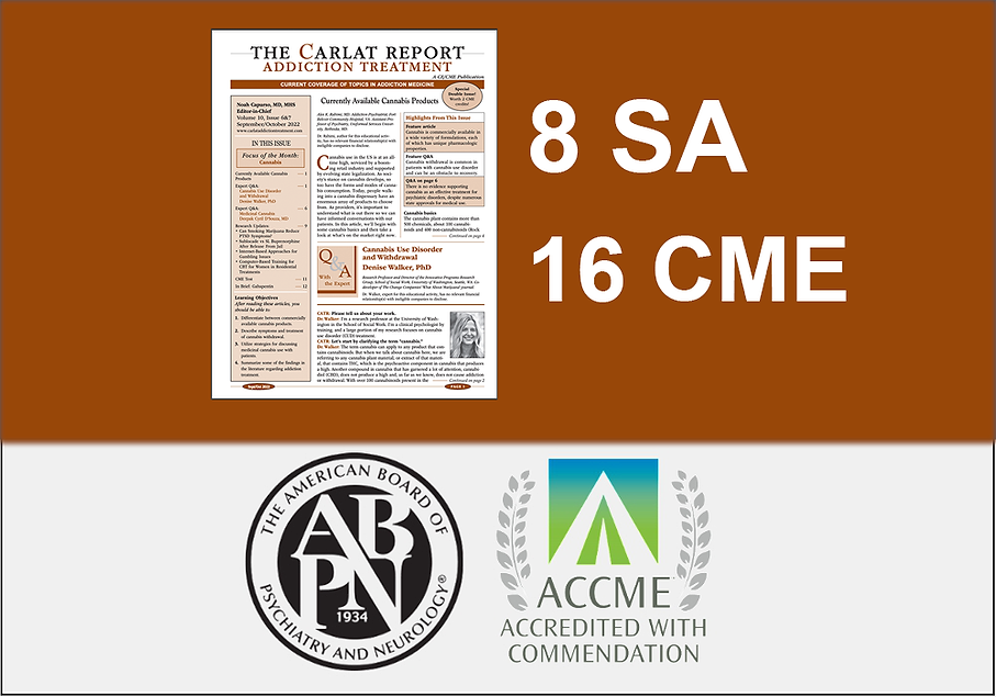 2022/2023 Carlat Addiction Treatment Report Self-Assessment Course ...