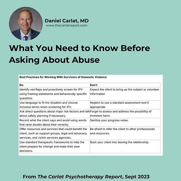 How to Ask About Abuse: What Every Clinician Should Know | CARLAT ...